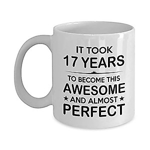 17th Birthday White Mugs For Him Her Men Women |Gifts For 17 Years Old Bday Party For Boys Girls Couple | 2006 Funny 11oz Coffee Cup Presents For Husband Wife | 17 Years of Awesome | Tesy home