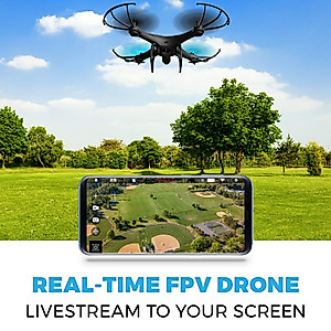 Force1 U45WF FPV RC Drone with Camera - VR Capable WiFi Quadcopter Remote Control Flying Drone with 720p HD Camera Live Video, 6 Axis Gyro, Altitude Hold, Headless Mode, and 2 Drone Batteries