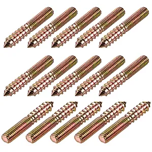uxcell M8 Hanger Bolts Length 2"(50mm) Double Headed Bolts Self-Tapping Screw 8mm Wood Joint Furniture Legs 15pcs