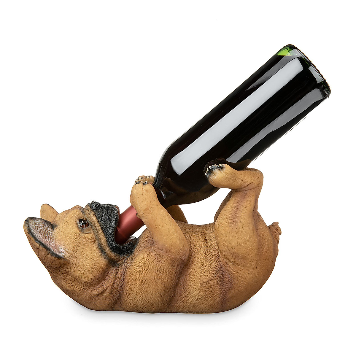 True French Bulldog Polyresin Wine Bottle Holder Set of 1, Multicolor, Holds 1 Standard Wine Bottle