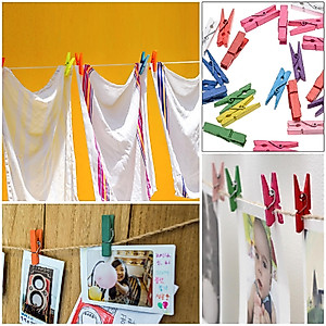 100PCS Mini Clothespins Colored Clothespins for Photos & Small Clothespins for Classroom, Rainbow Classroom Pins Wooden Pegs for Wall Hanging Pictures Push Pin Wooden Clips (2.5X0.3CM)