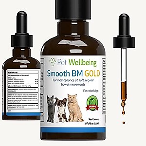 Pet Wellbeing Smooth BM Gold for Cats - Gentle Constipation Relief for Felines - Natural Herbal Supplement 2 oz (59 ml)