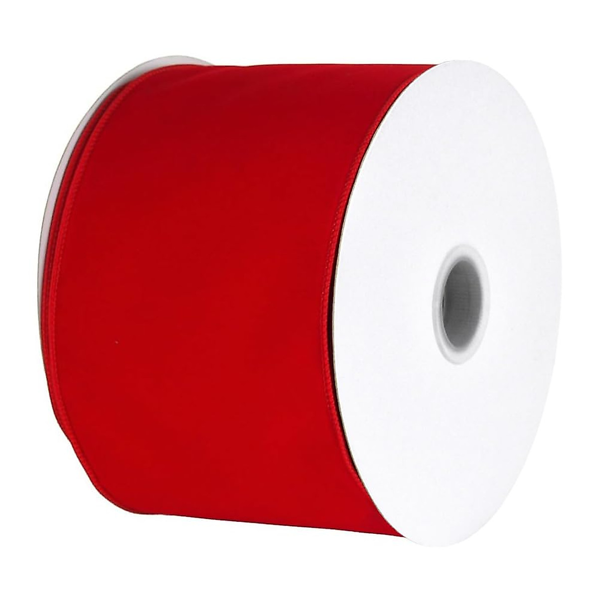Homeford Velvet Christmas Ribbon Wired Edge, 4-Inch, 50-Yard, Red
