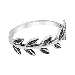 AeraVida Stunning Peace Inspired Olive Branch with a Plants and Nature Vibe .925 Sterling Silver Ring Sizes 6-9 for Olympics Influenced or Roman Empire and Caesar Inspired Fashion Accessories