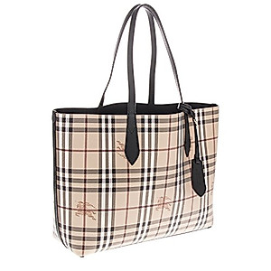 Burberry Women's The Medium Reversible Tote in Haymarket Check and Black