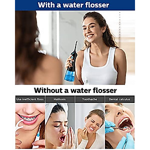Cordless Water Flosser for Teeth Professional Water Teeth Cleaner Picks Dental Oral Irrigator with 3 Modes & 4 Jet Tips for Braces Gums, IPX7 Waterproof, 300ml Detachable Tank for Home Travel Black