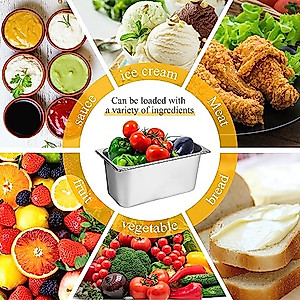 8 Packs Stainless Steel Hotel Pans 1/3 Size x 6" Deep Steam Table Pan with Lids Commercial Food Storage Containers Stackable Metal Steamer Pan Anti-Jam Hotel Pan Restaurant Warm Pans for Buffet Party