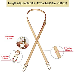 COLSEEY Genuine Vachetta Leather Crossbody Strap Genuine Leather Adjustable Replacement Strap for Shoulder Bag Handbag Purse（0.71 Inch Width）