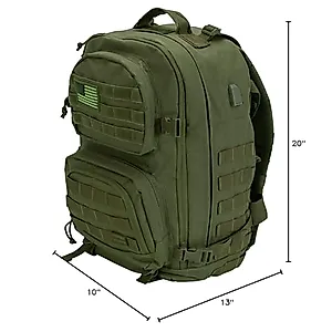 Rockland Military Tactical Laptop Backpack, Green, Large