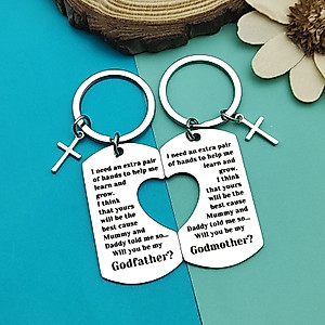 Godparent Gifts from Godchild Will You Be My Godmother/Godfather Keychain Set Godparents Proposal Gifts for Baptism Christening Gift Godparents Announcement Jewelry First Communion Gift for Godparent