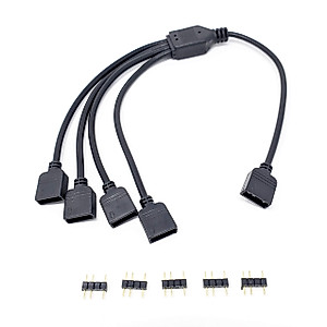 Micro Connectors 3-Pin Addressable RGB (ARGB) 1 to 4 Splitter Cable - 50cm with Male Pins (F04-04ARGB-50)