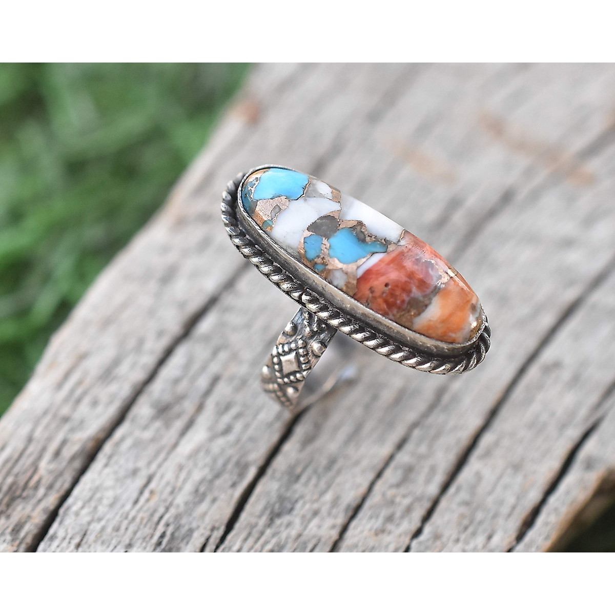 Rekha Gems Oyster Copper Turquoise- 925 Sterling Silver Ring-Turquoise Jewelry- TQ-16 (6.50 US)