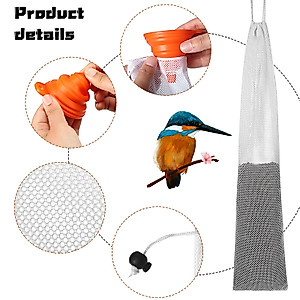 5 Pieces Thistle Sock Bird Feeder Thistle Seed Feeder Socks Thistle Feeder for Finches Finch Feeder Mesh Socks Bird Sack Feeders with Folding Food Funnel for Garden Yard Outdoor (White, 4 x 16 Inch)