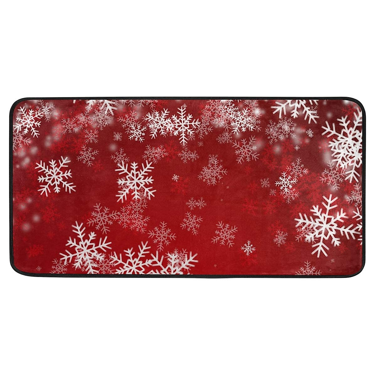 One Bear Christmas Kitchen Rugs and Mats Non Skid Washable Winter Snowflake Red Cushioned Mats AntiFatigue Floor Doormat Farmhouse 39 x 20 inch