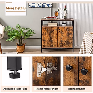 Giantex Buffet Cabinet with Storage, 2-Door Kitchen Sideboard with Shelves, Cable Holes, Industrial Coffee Bar Cabinet, Console Table for Entryway, Living Room, Rustic Brown