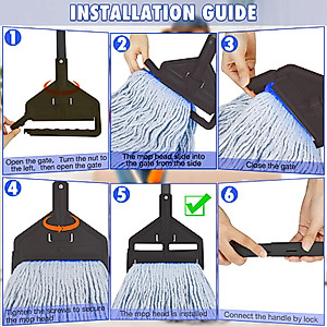 Looped-End Commercial Industrial Cotton Mop for Floor Cleaning ,Heavy Duty String Wet Mops with Long Handle for Home,Garage,Office, Workshop, Warehouse Floor Cleaning (1 Industrial mop)