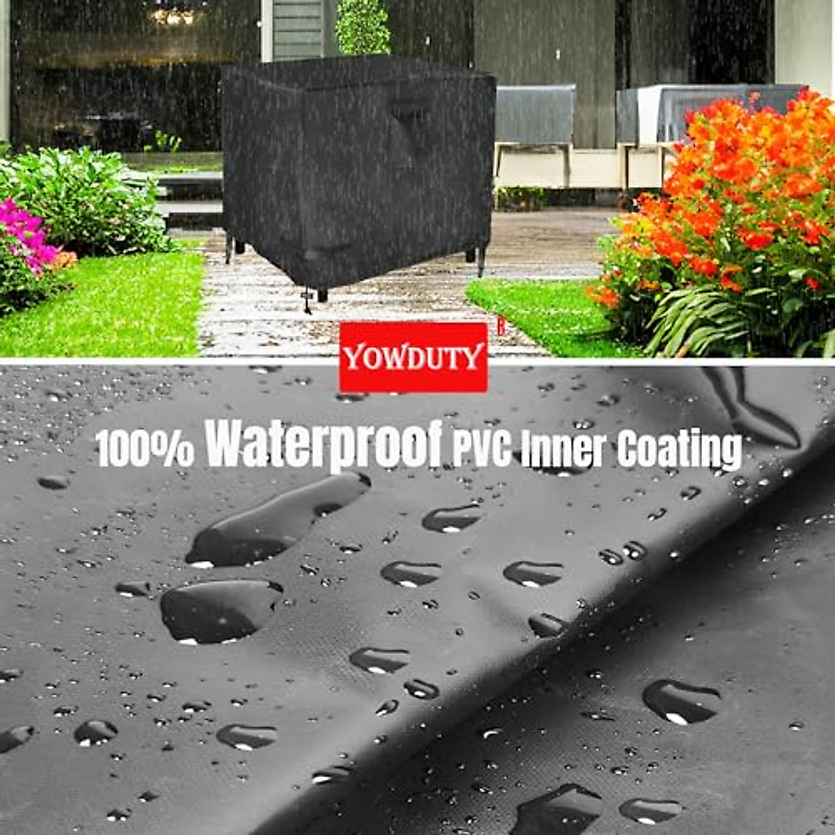 YOWDUTY Propane Fire Pit Cover Square 30 Inch, Waterproof Heavy Duty 600D Gas Fire Pit Table Cover 30 x 30 x 25 Inch, Fit 28-30 Inch Firepit Table, All-weather Protection For Patio Fire Table