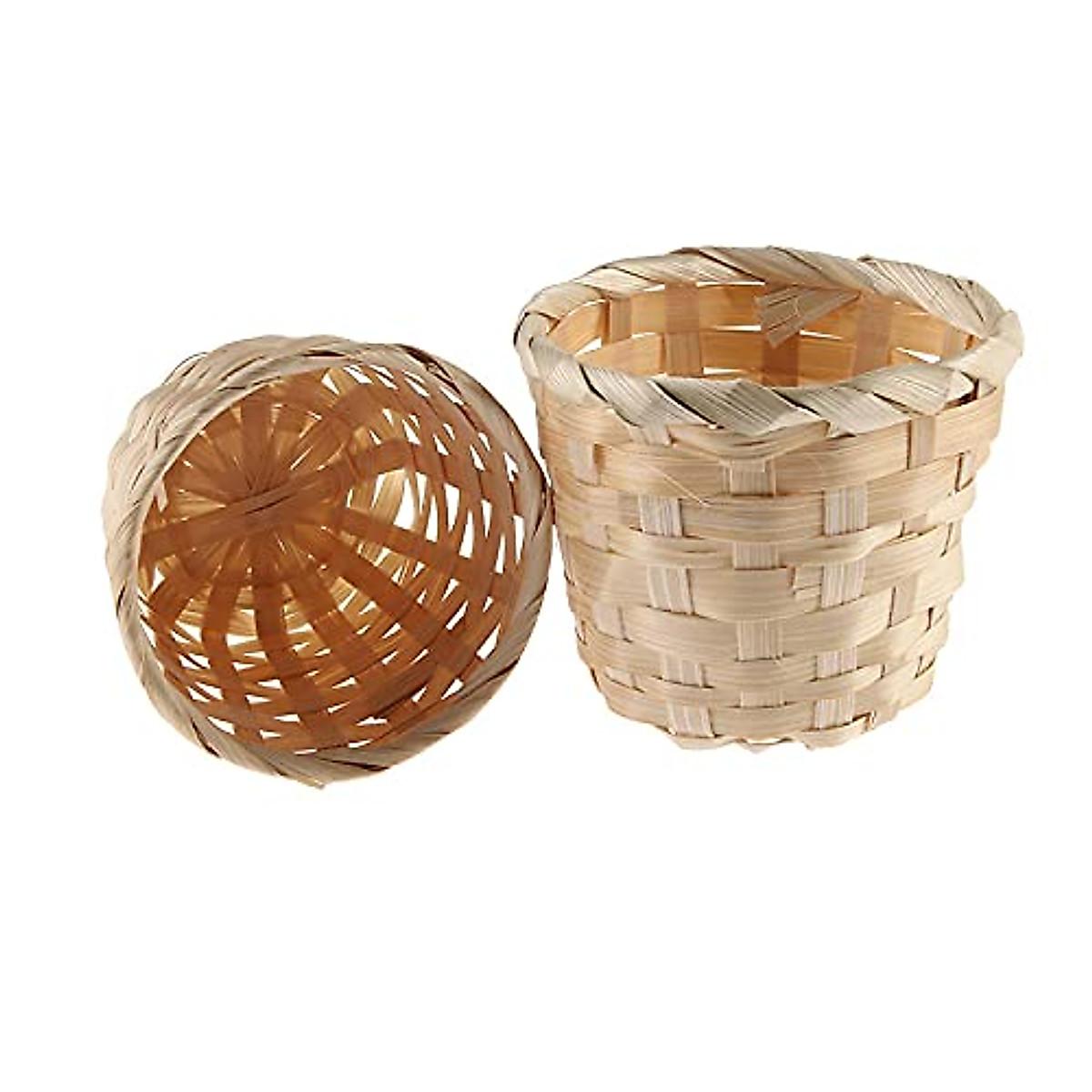 YAIKOAI 4 Pieces Small Hand-Woven Wicker Storage Baskets Desktop Bamboo Weaving Decorative Basket Wood Organizers Container for Storing Books Album Cosmetics Bouquet Keys, Small