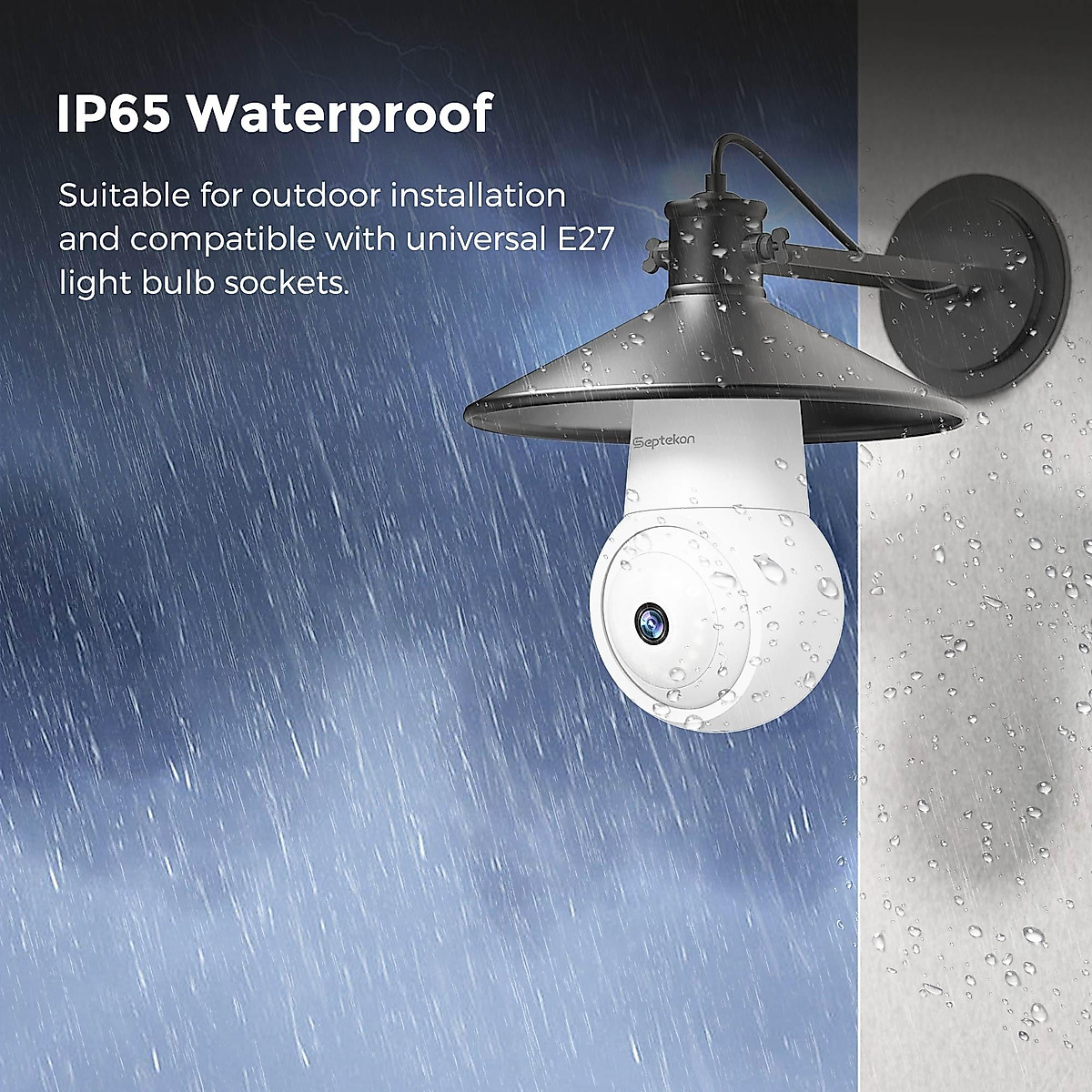 Septekon 4MP Light Bulb Camera 2 Pack, 360 Light Socket Security Camera Outdoor Indoor 2.4GHz WiFi, 2K Full Color Night Vision, Motion Detection Alarm, IP65 Waterproof, Two-Way Audio