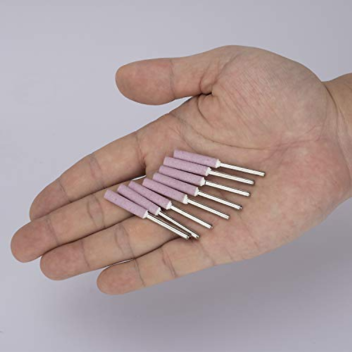 OIIKI 8 Pack Burr Grinding Stone File, Chainsaw Sharpener 7/32Inch 5.5mm (Pink)