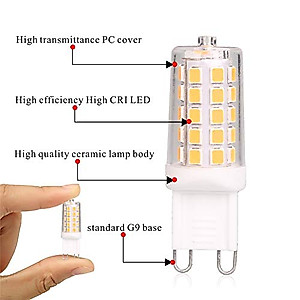 BAOMING G9 LED Bulb Dimmable 4W, 40 Watt T4 G9 Halogen Equivalent, 2700K Soft Warm White, 120V No-Flicker, Chandelier Lighting 450LM (5 Pack)