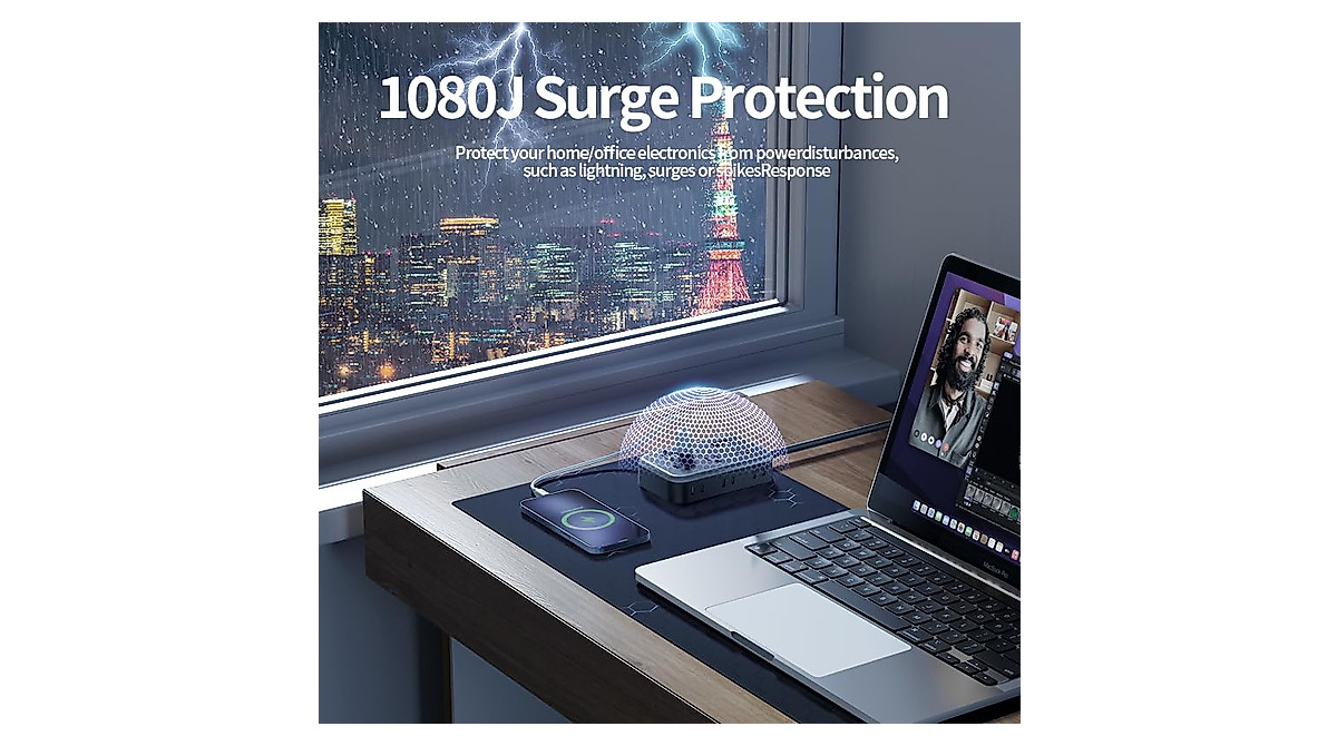 NTONPOWER 25 Ft Flat Plug Extension Cord with USB Ports