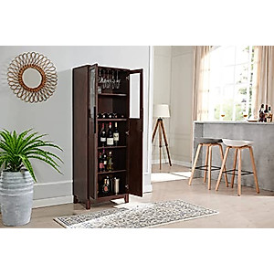 Home Source Mahogany 2-Door Bar Cabinet with Glass Display