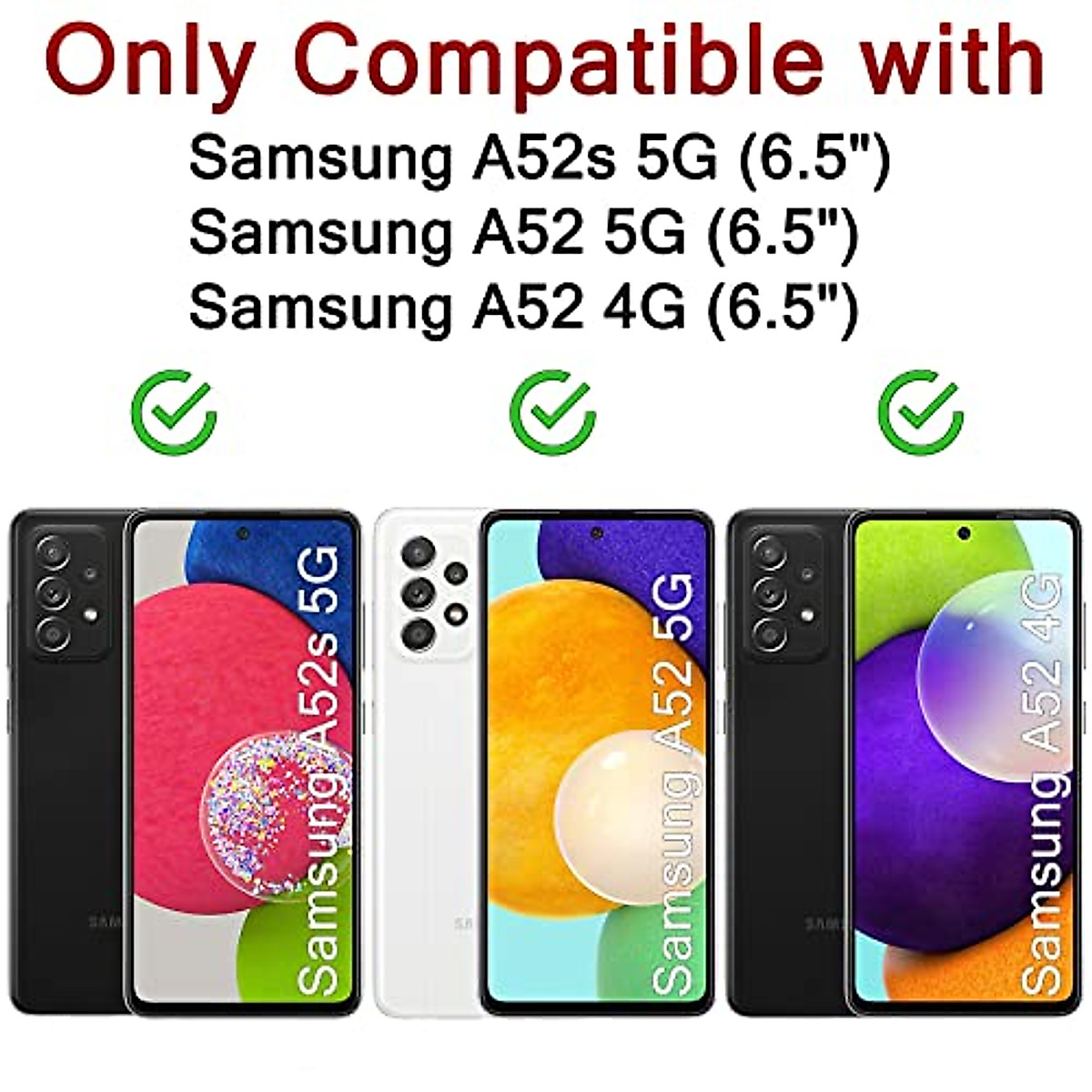 Ferilinso [5 Pack 3 Pack Screen Protector + 2 Pack Camera Lens Protector for Samsung Galaxy A52 4G&5G/ A52s 5G [HD] [Tempered-Glass] [Case Friendly] [Anti-Fingerprint] [Easy Installation]