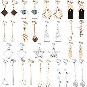 NEWITIN 16 Pairs Clip On Earrings for Women Dangle Drop Earrings Multiple Cute Earrings Charming Fashion Earrings Non Piercing Clip on Earrings for Women