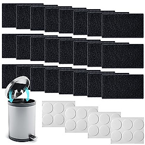 Timgle 24 Pcs Universal Trash Can Odor Absorbing Filters with 24 Pcs Double Sided Nano Glues Trash Can Deodorizer Activated Charcoal Deodorizer for Trash Cans Compost Buckets Countertop Recycle Bins