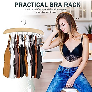 2 Pieces Space Saving Bra Organizer with Wood Tank Top Hanger Closet Organizer Hangers Natural Wood Bra Holder Hanger Closet Organizer and Storage Rack for Bras, Tank Tops, Camisoles