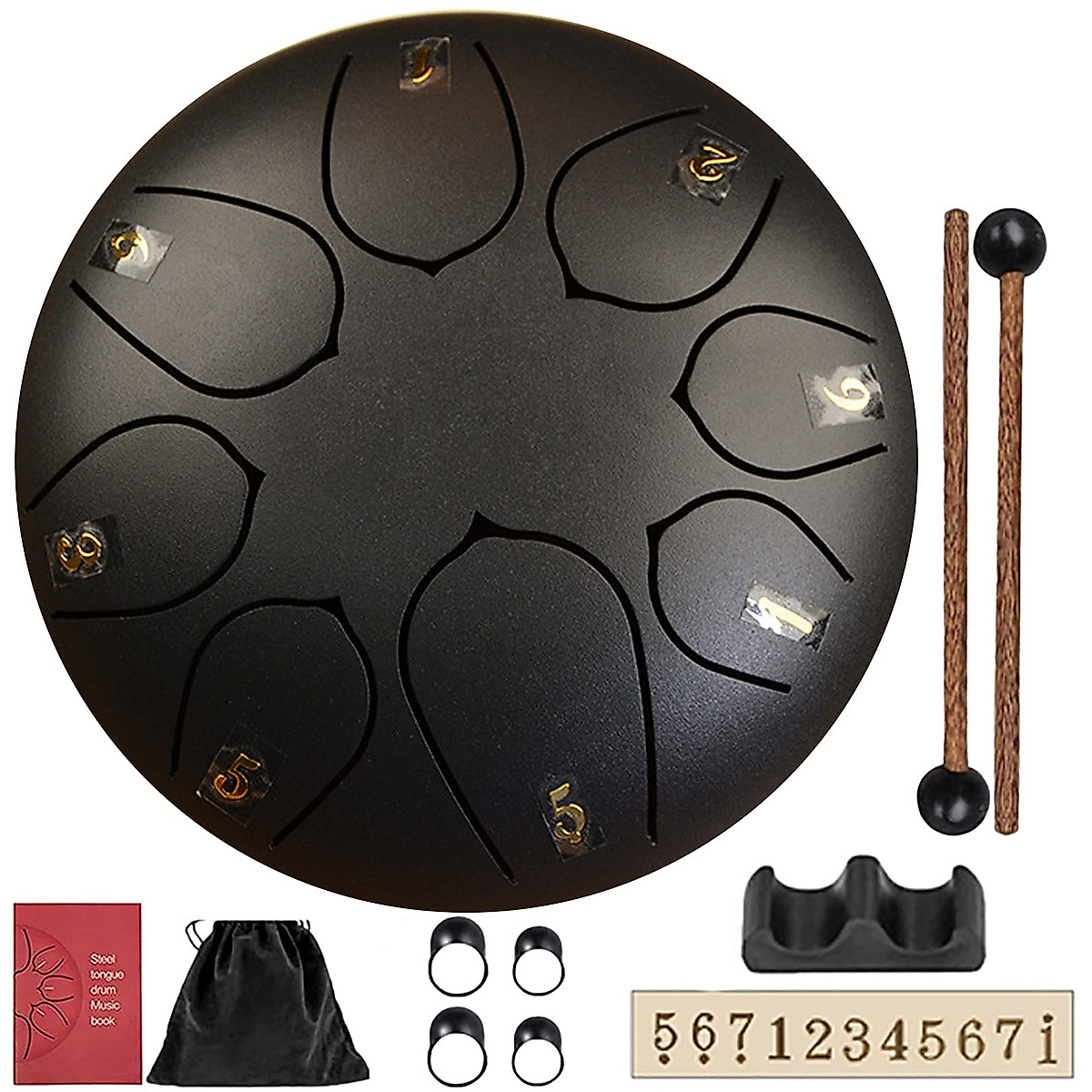 Vilihkc 6 inch 8 note Steel Tongue Drum,Percussion Instrument Handpan Drum C Key with Bag, Music Book and Mallets for Meditation Entertainment Musical Education Concert Yoga