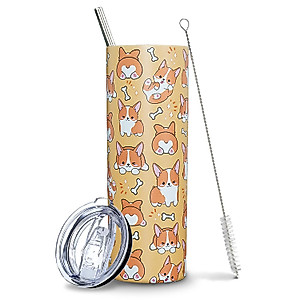 Corgi Tumbler, Corgi Gifts for Corgi Lovers, Dog Lover Tumbler, Funny Corgi Gift, Corgi Water Bottle/Cup with Straw/Coffee Travel Mug, Corgi Dog Decor/Stuff/Accessories, Dog Themed Gifts, Corgi Cup