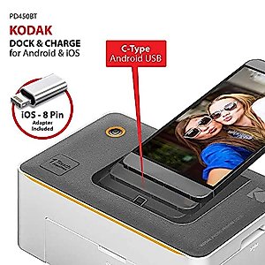 Kodak Dock Premium 4x6” Portable Instant Photo Printer (2022 Edition) Bundled with 50 Sheets | Full Color Photos, 4Pass & Lamination Process | Compatible with iOS, Android, and Bluetooth Devices