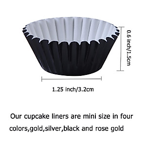 Elcoho 600 Pieces 1.25 Inch Mini Size Foil Metallic Cupcake Liners Muffin Paper Cases Baking Cups