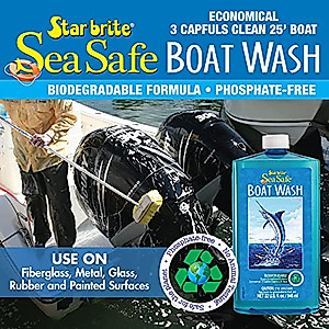 STAR BRITE Sea Safe Boat Wash - Super Concentrated - Instantly Remove Dirt, Grime, Salt Deposits & More Without Removing Wax or Polish 32 Oz (089732PW)