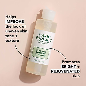 Mario Badescu Glycolic Foaming Cleanser for All Skin Types| Exfoliating Face Wash with Glycolic Acid & Aloe Vera| Visibly Evens Skin Tone & Texture | 6 Fl Oz (Pack of 1)