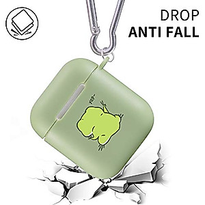 MAYCARI Cute Frog Case for AirPods 2&1 with Keychain,（Green） Animals Design Protective Soft TPU Cover Compatible with Apple AirPods Charging Case for Girls&Boys