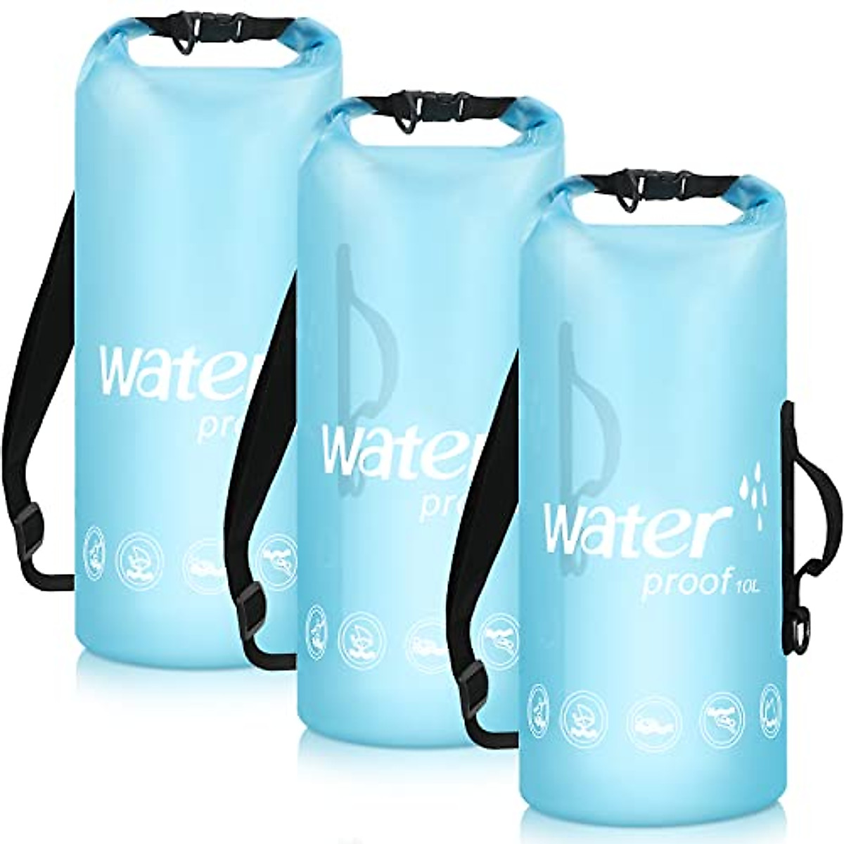 Lewtemi 3 Pieces Waterproof Dry Bag 5L Roll Top Transparent Dry Storage Bag Backpack Lightweight Dry Pack for Men Women Travel Swimming Boating Kayaking Camping Beach Fishing Surfing