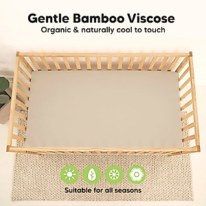 Waterproof Crib Sheets for Boys, Girls - 2-Pack Fitted Crib Sheet, Waterproof Crib Mattress Protector, Viscose from Bamboo Crib Sheets Neutral, Baby Crib Mattress Sheet, Toddler Bed Sheets (Ecru)