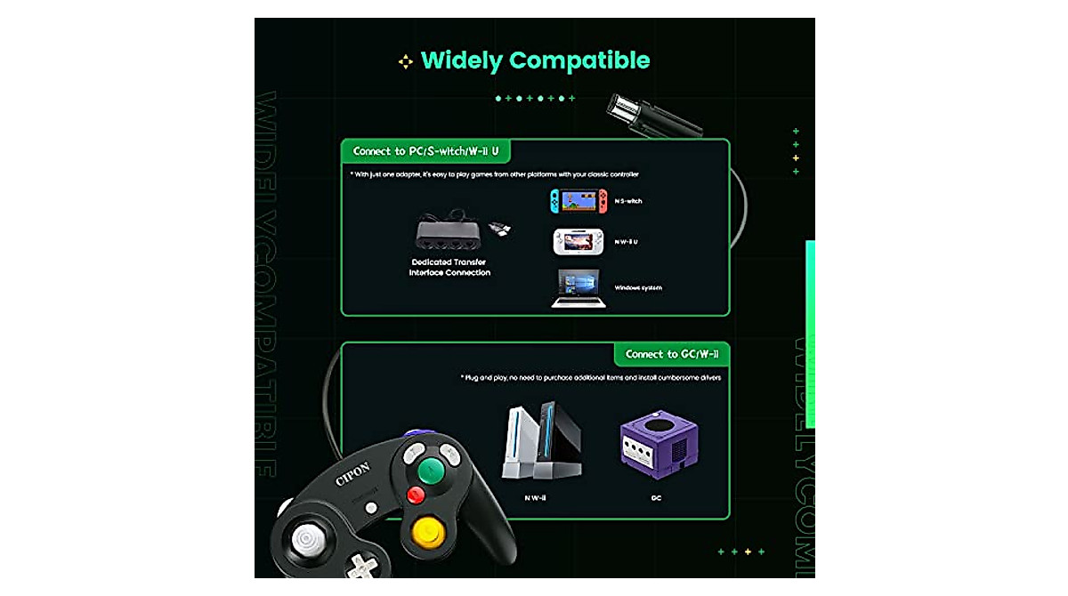 Cipon Gamecube Controller - Enhanced Wired Gamepad for Wii