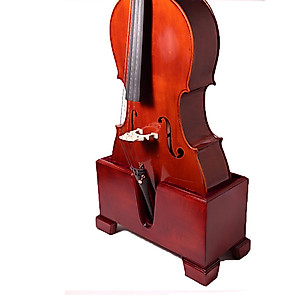 Paititi Premium Cello Burgundy Solid Wood Stand Velvet Plush Cushions 4/4 Full Size