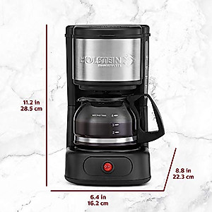Holstein Housewares 5 Cup Coffee Maker, Black with Stainless Steel - User Friendly One-Touch Operation