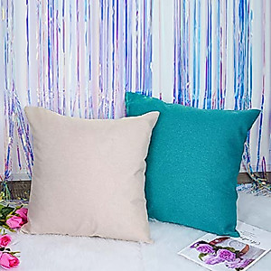 yeabwps Pack of 4 Decorative Outdoor Waterproof Throw Pillow Covers Square Garden Cushion Cases for Patio, Couch, Tent and Sofa, 18 x 18 Inches, (Blue-Green, Pink, Light Green, Beige)