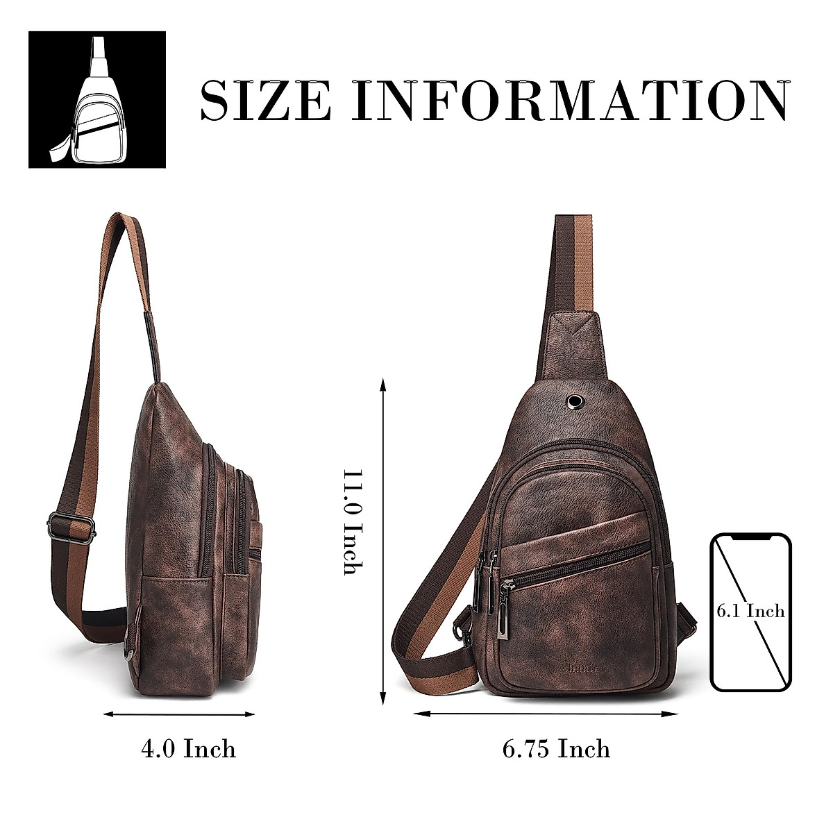 Shrrie Sling Bag for Women,Fanny Pack Crossbody Bags for Women, PU Leather Chest Bag for Women Waist Bag for Travel and Daily Use