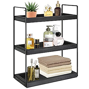 3 Tier Bathroom Counter Organizer, Wood Bathroom Organizer Countertop Storage Shelf, Bathroom Trays for Counter, Standing Rack Skincare Organizer Cosmetic Holder, Kitchen Spice Rack Bathroom Decor