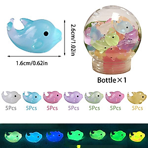 35 Pcs Mini Resin Dolphin with Bottle Luminous Tiny Dolphin Dollhouse Potted Plants DIY Miniature Dolphin Glow in The Dark Mini Dolphin Garden Decor for Micro Fairy Landscape Aquarium Birthday Party