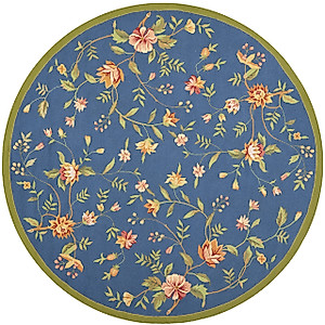 SAFAVIEH Chelsea Collection Area Rug - 8' Round, Light Blue, Hand-Hooked French Country Wool, Ideal for High Traffic Areas in Living Room, Bedroom (HK263D)