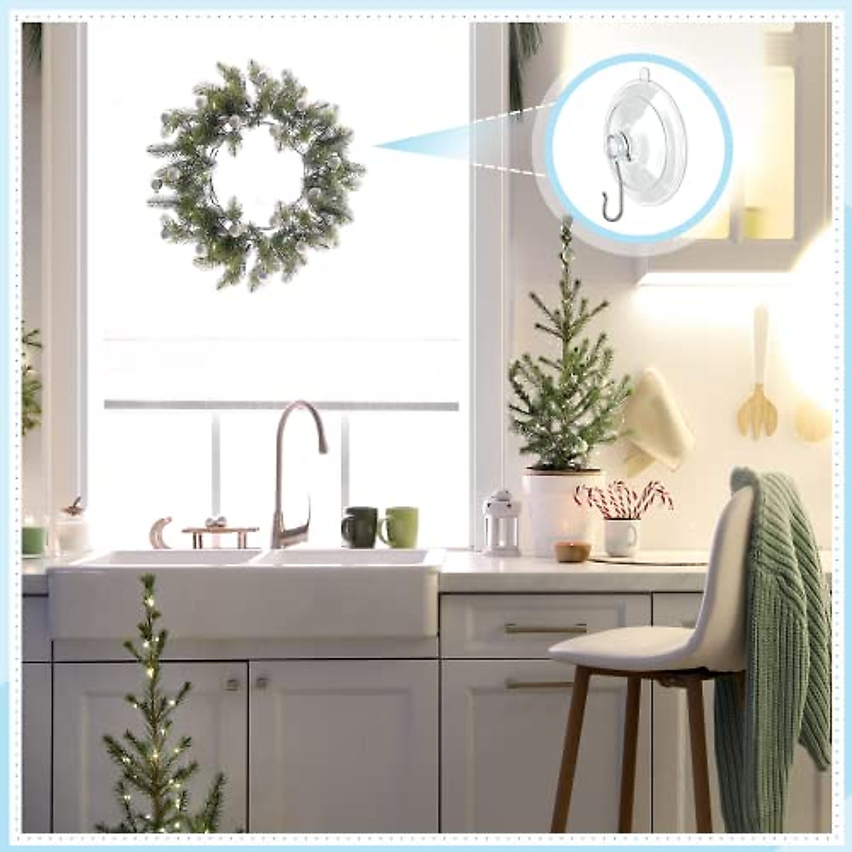 VIS'V Suction Cup Hooks, Upgraded Small Clear Suction Cups with Metal Hooks 1.77 Inches Removable Suction Cups for Window Glass Door Kitchen Bathroom Shower Wall - 12 Pcs