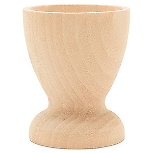 Wooden Egg Holder 2-1/8 inch, Pack of 6 Egg Cups Wooden & 6  2-1/2 inch Flat Bottom Eggs in a Cup, Wood Egg Unfinished, by Woodpeckers